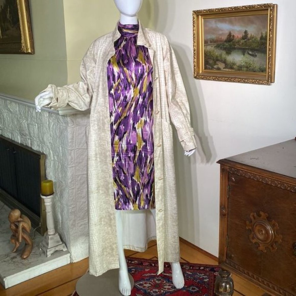 Vintage?Linda Lundstrom 1980’s Snakeskin Maxi Trench … - Gem